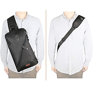 Larswon Sling Bag, Lightweight Large Chest Bag Laptop Backpack Shoulder Bag for Men Women Black