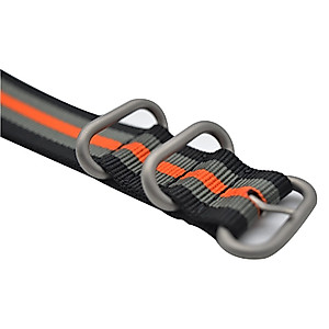 ArtStyle Watch Band with Colorful Nylon Material Strap and Heavy Duty Brushed Buckle (Black/Grey/Orange, 20mm)
