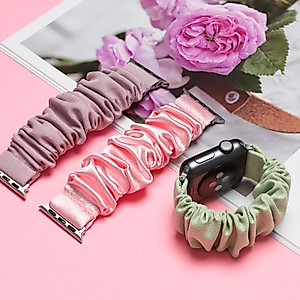 [3 Pack] Scrunchie Band Compatible with Kids Apple Watch Band 38mm 40mm 41mm & 42mm 44mm 45mm,Cute Printed Elastic Solo Loop Bands for iWatch Series 9/8/7/6/5/4/3/SE/SE2/Ultra 2/Ultra,Boys & Girls