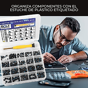 BOLT DROPPER 400pcs Laptop Screws w/Blue Nylok (20 Sizes) Titanium Nitride Screw Driver, Notebook Computer Screw Kit Set, Electronic Repair Screws for Hard Drive SSD Motherboard Fan Power Graphics