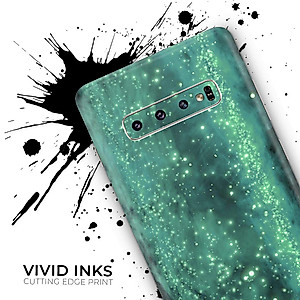 DesignSkinz Glowing Green Orbs of Light Protective Vinyl Decal Wrap Skin Cover Compatible with The Samsung Galaxy S20 (Screen Trim & Back Glass Skin)