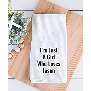 MEIKIUP Horrible JS Inspired Gift Thriller 80's Horror Halloween Kitchen Towel I'm Just A Girl Who Loves JS for Fans Housewarming Gift