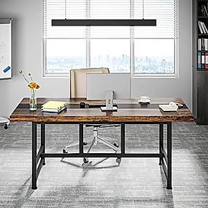 Tribesigns 6FT Conference Table, Rectangular Meeting Table, 70.86L * 31.49 W inches Seminar Table, Large Computer Desk for Office,Rustic Boardroom Desk