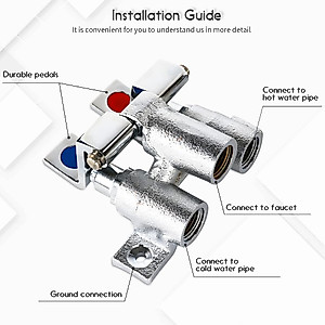 LukLoy Brass Double Pedal Valve, Dual Foot Pedal Control for Sink Pedal Faucet (Dual Pedal Valve)