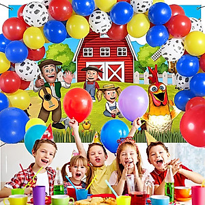 YRIOWMI 7x5 Foot Zennon Farm Children's Birthday Party Background Fabric, Birthday Party Decoration Photography Background