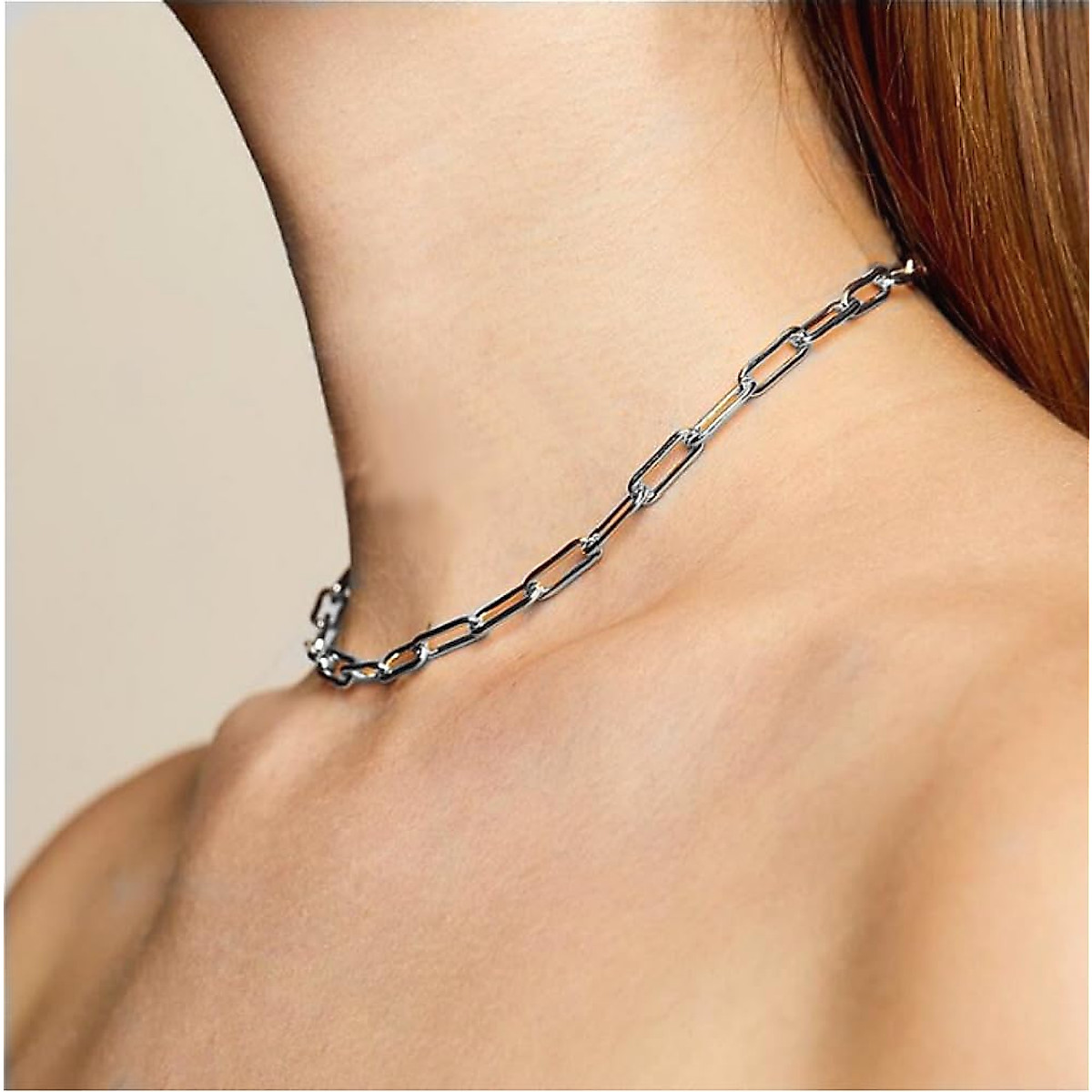 Cathercing Women Choker Necklace Chain Thin Link Necklace for Women Trendy Jewelry Necklaces Chains Punk (silver)