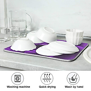Blueangle Purple Rose Drying Mat Absorbent Reversible Microfiber Dish Drying Mat for Kitchen, Extra Large, 18 Inch x 24 Inch