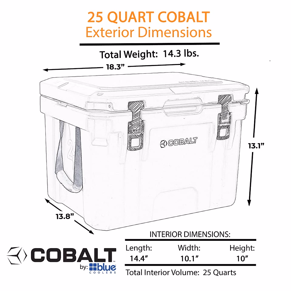 Cobalt 25 Quart Roto-Molded Super Ice Cooler | Large Ice Chest Holds Ice Up to 3 Days | (Gray)