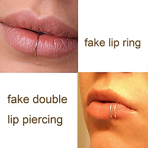 MODRSA Fake Nose Ring Hoop Fake Nose Rings for Women Men Fake Nose Piercing Fake Nose Rings Fake Double Hoop Fake Nose Ring