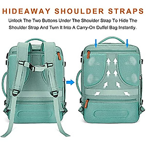 Carry on Backpack, Extra Large 40L Flight Approved Travel Backpack for Men & Women,Expandable Large Suitcase Backpacks With 4 Packing Cubes,Water Resistant Luggage Daypack Business Weekender Bag,Green