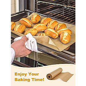 SMARTAKE Parchment Paper Roll for Baking, 13 in x 278 ft, 300 sq.ft, Non-Stick Baking Paper Sheets with Slide Cutter, Heavy Duty Extra Long, for Kitchen Baking Cooking Grilling Steaming, Unbleached