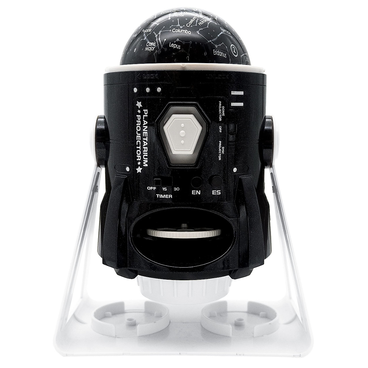 Lexibook Speaking 2-in-1 Constellations and Images Planetarium Projector English/Spanish, 24 Images to Discover Space, 2 Constellation Domes, STEM, Black/White, NLJ181i2