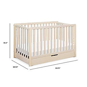 Carter's by DaVinci Colby 4-in-1 Convertible Crib with Trundle Drawer in Washed Natural, Greenguard Gold Certified, Undercrib Storage