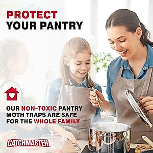 Catchmaster Pantry Pest & Moth Traps 6Pk, Bug Killer for Closet, Kitchen Storage, & Pantry, Sticky Moth Traps for House, Protect Clothes & Carpet, Closet Storage Glue Traps, Pet Safe Pest Control