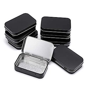 BTSKY 8 Pack Metal Hinged Tins Box Containers Small Metal Tins with Lids Metal Box Tin Cans Mini Bead Organizer for Craft Storage Jewelry Candy Black