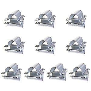 DSBGKJI 20 Pcs/10 Pairs Greenhouse Cross Grid Pipe Connector Clamps Purlin Bracket Fit 1-3/8 inch OD Tube, Galvanized Steel Pipe Fitting Clip w/ Bolts Nuts for Farm, Rail Fence