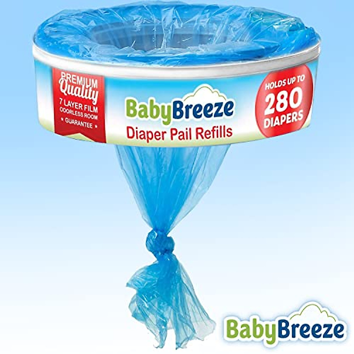 BabyBreeze Diaper Pail Refill Bags Compatible with Playtex Diaper Genie Pails Odor Absorbing Diaper Disposal Trash Bags - 840 Count (3-Pack)