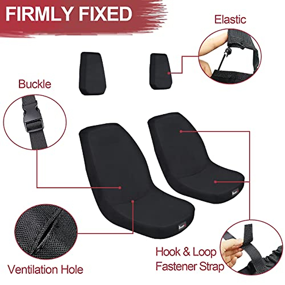 StarknightMT UTV Rhino Seat Covers Water-Resistant Seat Covers Compatible with Rhino 700 660 450 2004-2021 1680D Fabric Black