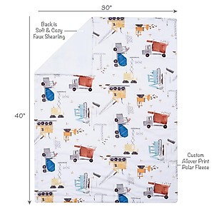 Bedtime Originals Construction Zone White Cozy Fleece Trucks Baby Blanket