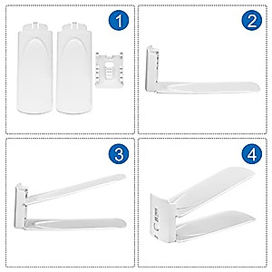 uxcell Shoe Slots Organizer Double Layer Adjustable Heights Shoes Storage Rack White/Pink 1 Set