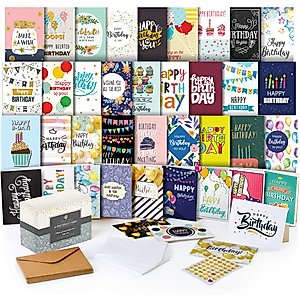 60 Happy Birthday Cards Assortment - Bday Cards in Bulk - 5x7 Assorted Variety Box Set Pack Unique Designs with Envelopes - Birthday Card for Men Women Kids - for Office - Greeting Message Inside