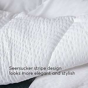 KASENTEX Winter Warmth Quilted Comforter Set King with 2 Pillow Shams, Cozy Soft Seersucker Bedding Set Textured, Down Alternative Fill(King Set, White)