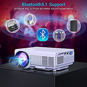 Projector with WiFi and Bluetooth, 5G WiFi Native 1080P 8500L YOWHICK Outdoor Projector 4K Support, Mini Portable Movie Projector with Screen, for HDMI, VGA, USB, Laptop, iOS & Android Phone