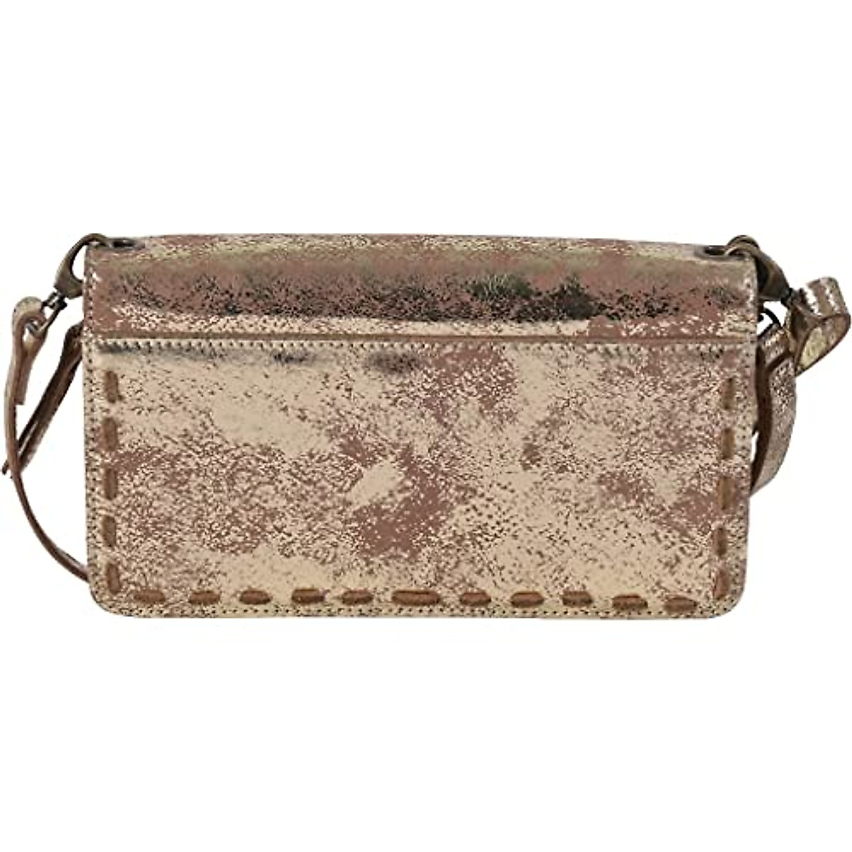 STS Ranchwear Women's Flaxen Roan Evie Organizer | Leather Casual Crossbody Clutch with Shoulder Strap, Interior Pockets & Card Slots, Gold/Brown