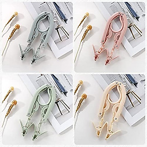 WisePoint 4 Pcs Folding Coat Hangers, Portable Plastic Hangers Clothes Hanger Clothes Foldable Hanger with 8 Clips and Anti-Slip Groove Suitable for Home Outdoor Travel Camping Hiking (Colorful)