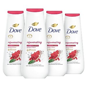 Dove Body Wash Rejuvenating Pomegranate & Hibiscus 4 Count for Renewed, Healthy-Looking Skin Gentle Skin Cleanser with 24hr Renewing MicroMoisture 20 oz