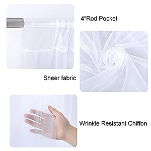 White Backdrop Curtains for Parties Sheer Tulle Backdrop Curtain for Wedding Birthday Party Ceremony Photo Backdrop Curtain for Home Decoration 10'W x8'H