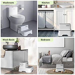 COOSEYA 2 Step Stools for Kids,Toddler Step Stool for Bathroom Sink,No-Slip Double up Step Stool for Toddlers Bathroom, Multifunctional Toilet Step Stool for Kids,Toilet Potty Training(2 Packs)