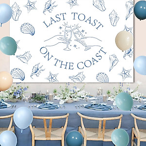 71Pcs Last Toast On The Coast Bachelorette Party Decorations, Bridal Shower Decorations Kit with Bachelorette Theme Backdrop Latex Balloons, Garland Arch Kit for Engagement Party Supplies