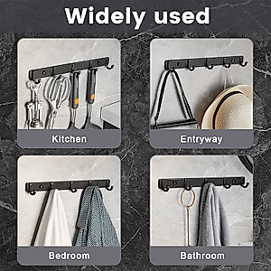 XIACIBDUS 2PCS Coat Rack Wall Mount, Wall Hooks for Hanging with 5 Hooks, 14 inch Coat Hooks Hanger for Coat Towel Bags, Entryway, Bathroom Kitchen Closet Room