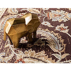 Unique Loom Voyage Collection Traditional Oriental Classic Intricate Floral Design Area Rug, 5 ft x 8 ft, Brown/Gold