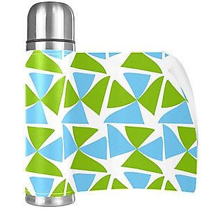Stainless Steel Leather Vacuum Insulated Mug Abstract Thermos Water Bottle for Hot and Cold Drinks Kids Adults 16 Oz