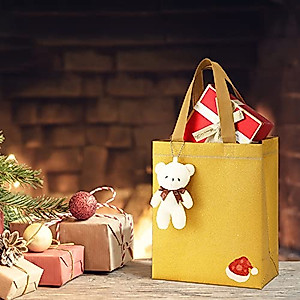 48 Pack Reusable Bags for Gifts Metallic Tote with Handles Glitter Gift Bags Bling Non Woven Bags for Weddings Birthday Party Favor Grocery Bridesmaids Easter (Gold, 6.5 x 3.1 x 7.8 Inch)