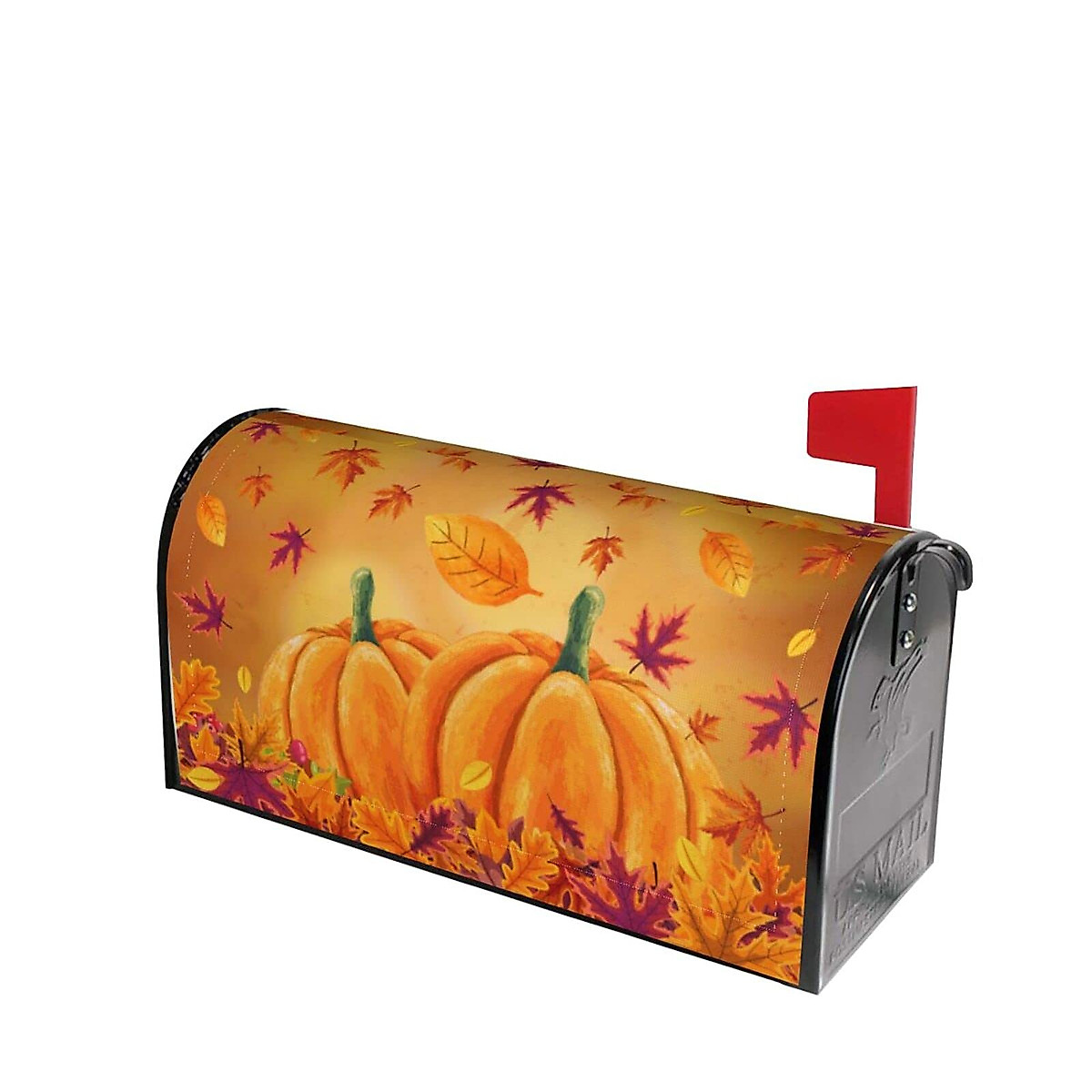 Fall Mailbox Cover Pumpkin Leaf Thanksgiving Boxes Autumn Standard Size 18" X 21" Mailbox Wraps Post Letter Box Cover Garden Decorations Outdoor