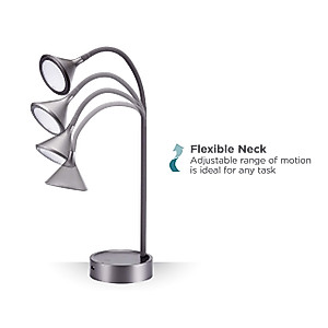 Black and Decker Office VLED1812GRAY-BD Flexible Gooseneck USB Charging Port LED Desk Lamp, Dimmable, Gray