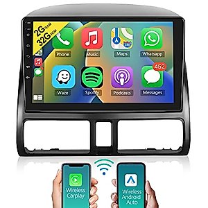 for Honda CRV 2002-2006 Android Car Stereo Support Wireless Carplay Android Auto with 9” Capactive Touchscreen 2+32G HiFi Autoradio WiFi GPS Navigation Backup Camera Multimedia Player Car Radio