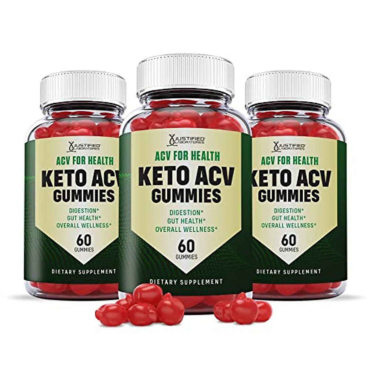 Justified Laboratories (3 Pack) ACV for Heath Keto ACV Gummies 1000MG with Pomegranate Juice Beet Root B12 180 Gummys