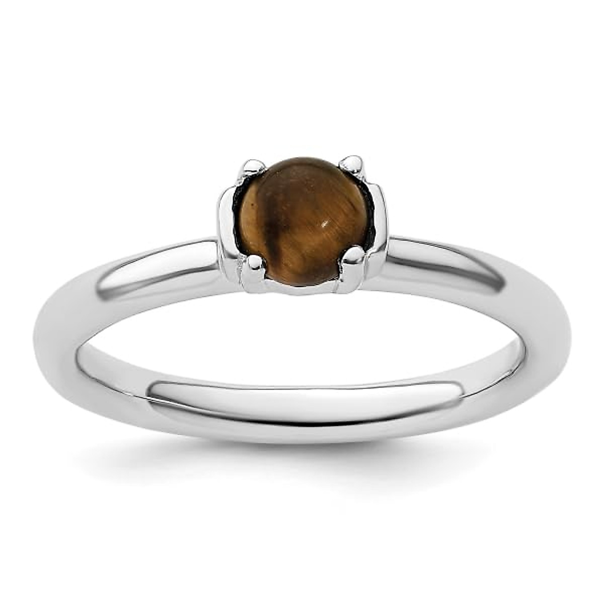 IceCarats 925 Sterling Silver Tigers Eye Stackable Ring Gemstone Band Size 6