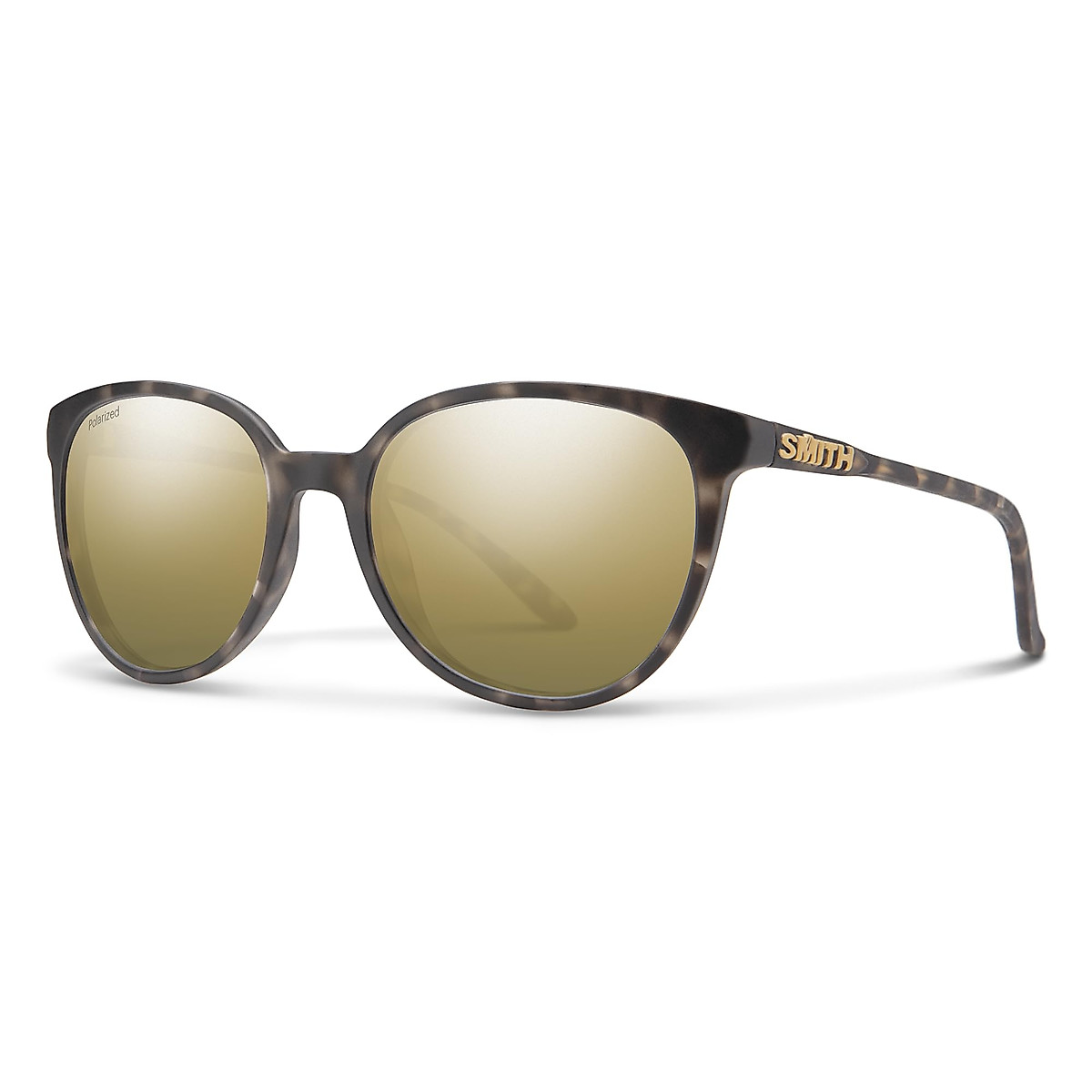 SMITH Cheetah Sunglasses – Performance Sports Active Cat Eye Sunglasses – For Women – Matte Ash Tortoise + Gold Polarized Mirror Lenses