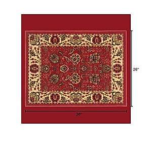 Machine Washable Ottohome Collection Non-Slip Rubberback Oriental Design 2x3 Pack of 2 Indoor Area Rug for Entryway, Bedroom, Kitchen, Bathroom, 2'3" x 3' - Pack of 2, Red