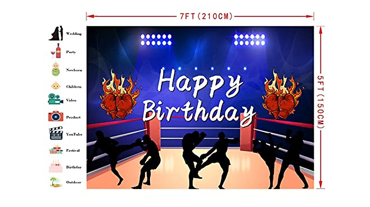 FHZON Boxing Birthday Backdrop - Vibrant 7x5ft Ring for Parties & Photo ...