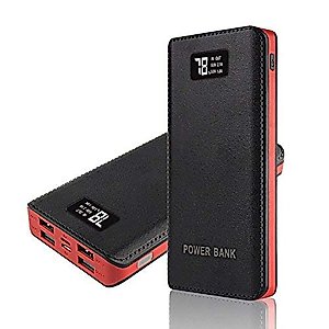 KaruSale 20800mAh 4 USB External Power Bank Battery Pack LCD LED 20W Universal Portable Charger Compatible with iPhone and All Other Phone Models (Black + Red)