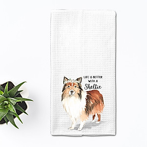 Watercolor Life is Better with a Sheltie Microfiber Kitchen Tea Bar Towel Gift for Animal Dog Lover