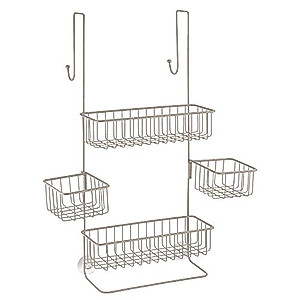 iDesign The Metalo Collection Over-The-Door Hanging Shower Caddy Organizer, 22.7" x 10.5" x 8.2", Satin