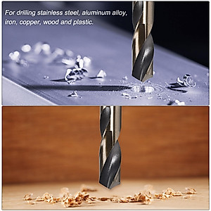 uxcell Twist Drill Bit Set 10.5mm 12.5mm, HSS (High Speed Steel) 4341 Titanium Nitride Coated Straight Round Shank Drilling Tool, for Stainless Steel Alloy Copper, 2pcs