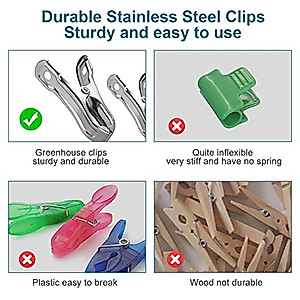 40 PCS Garden Clips, Heavy Duty Stainless Steel Greenhouse Clamps, Greenhouse Clips for Netting, Have a Strong Grip to Hold Down The Shade Cloth or Plant Cover on Garden Hoops or Greenhouse Hoops